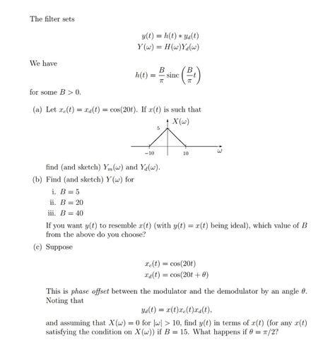 Solved A Double Sideband DSB Modulation System Is Shown Chegg