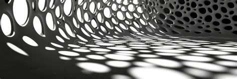 Abstract Black White Image Of A Pattern With Circular Holes Creating A Shadow Pattern Stock