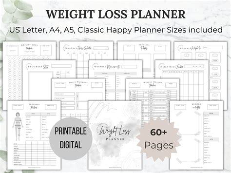 Weight Loss Planner Printable Weight Loss Tracker For Weight Loss