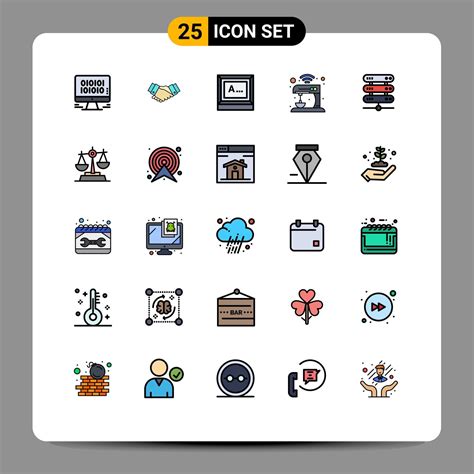 Set Of 25 Commercial Filled Line Flat Colors Pack For Technology Stand Partner Mixer Monitor