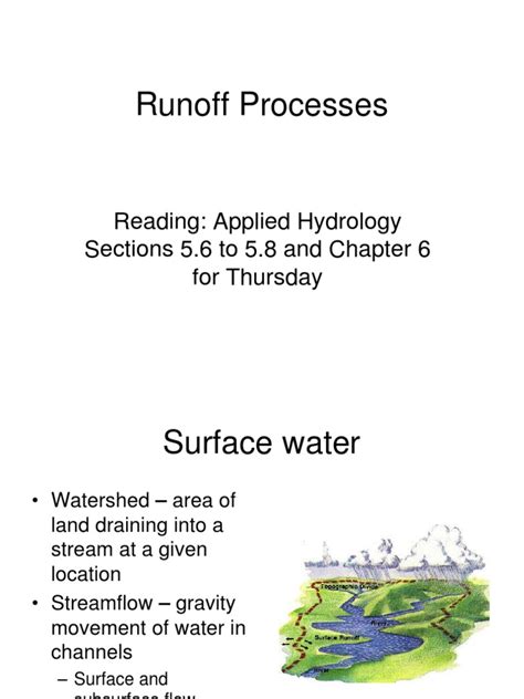Runoff Processes Reading Applied Hydrology Sections 56 To 58 And