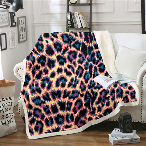 Yst Leopard Fleece Blanket Wildlife Skin Print Fuzzy Blanket Africa