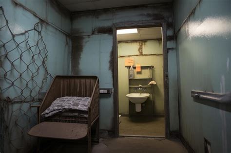 Premium Ai Image Solitary Confinement Cell With Metal Bed