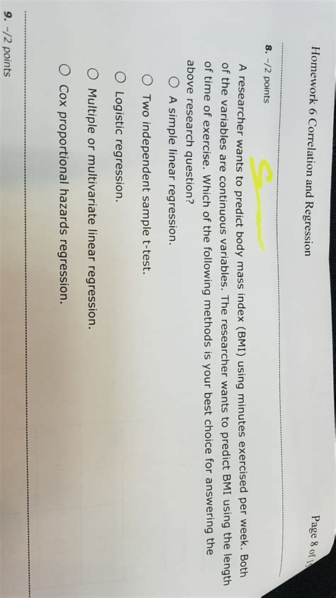 Solved Page 8 Of Homework 6 Correlation And Regression 8 2 Chegg Com