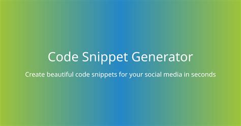 Code Snippet Generator Free Developer Tool