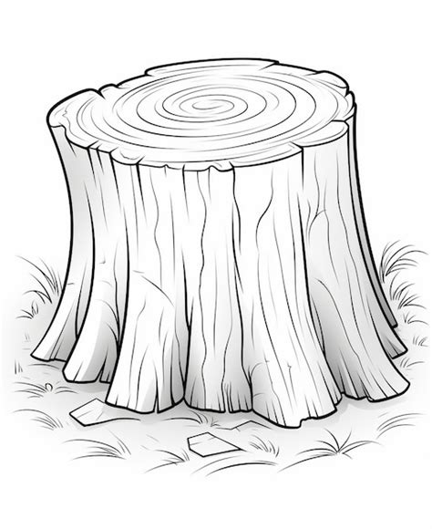 Premium Photo A Drawing Of A Tree Stump With A Piece Of Wood On It