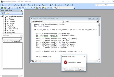 erreur d execution 50057 macros et vba excel