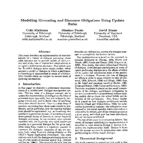 Modelling Grounding And Discourse Obligations Using Update Rules Acl Anthology