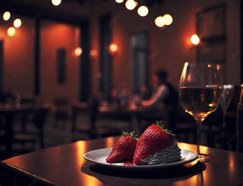 카페에서 바닐라 크림 소스를 곁들인 맛있는 딸기 배경 딸기 과일 크림 배경 일러스트 및 사진 무료 다운로드 Pngtree