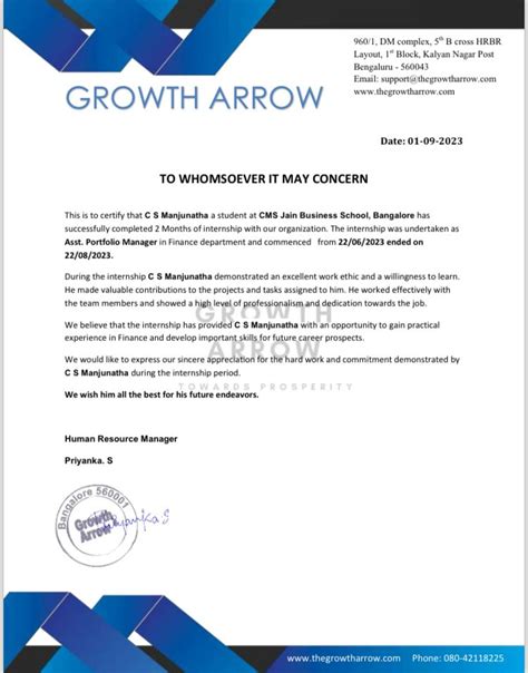 C S Manjunatha On Linkedin Completed My Internship In Growth Arrow Company