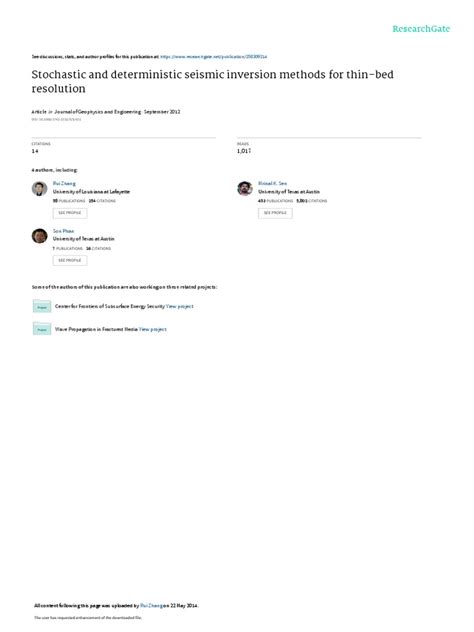 Stochastic And Deterministic Seismic Inversion Met Pdf Pdf Spectral Density Mathematical