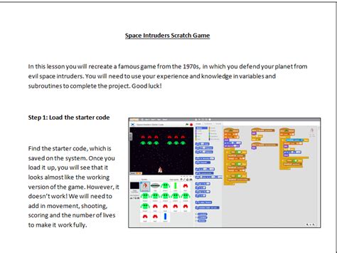 Ks3 Scratch Space Intruders Game Tutorial Teaching Resources
