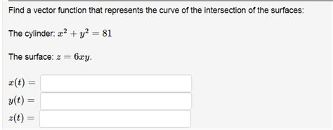 Solved Find A Vector Function That Represents The Curve Of