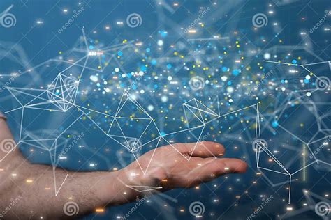 3d Rendering Floating Connecting Lines And Binary Digits On A Man S