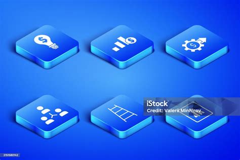 시작 프로젝트 개념 달러가 있는 전구 계단 마무리 플래그 프로젝트 팀 기반 원형 차트 및 톱니바퀴 아이콘을 설정합니다 벡터 3차원 형태에 대한 스톡 벡터 아트 및 기타