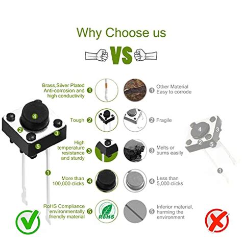 Snapklik Chanzon Tactile Tact Push Button Switch X X Mm Micro Momentary Tact Switch Pin