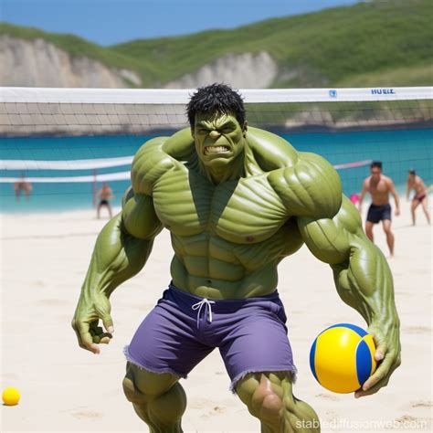 Hulk S Beach Tennis Play Stable Diffusion Online