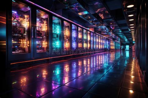 Server Racks In Computer Network Security Server Room Futuristic Data Center Ai Generated