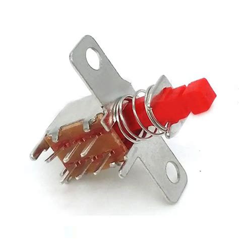 30pcs A03 08 Push Button Switch With Spring And Metal Shell Self Locking Switch 6 Pins
