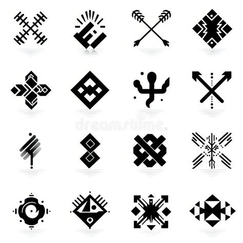 Geometric Black Tribal Patterns For Peace And Harmony Symbolism Stock