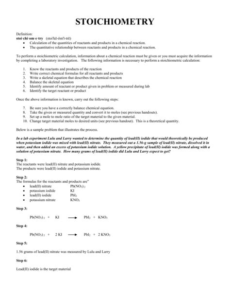 Stoichiometry Calculations A Step By Step Guide
