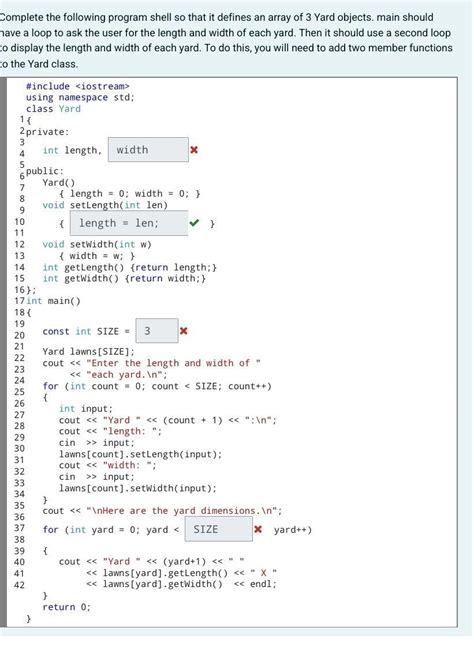 Solved Complete The Following Program Shell So That It