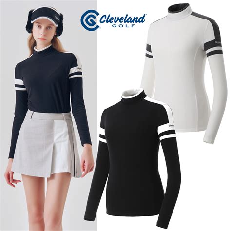 클리브랜드 골프웨어 105 추가할인 레이온기모 컬러배색 여성 모크넥 긴팔티셔츠골프웨어cgwts23502