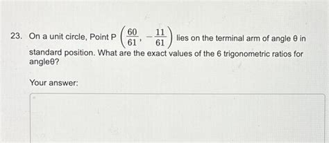 solved 3 on a unit circle point p 6160 −6111 lies on the