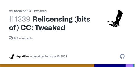 Relicensing Bits Of Cc Tweaked · Issue 1339 · Cc Tweakedcc Tweaked · Github
