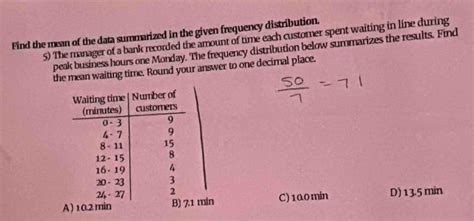 solved find the mean of the data summarized in the given frequency