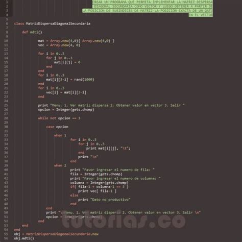 Poo Ruby Matriz Dispersa Diagonal Secundaria En Vector