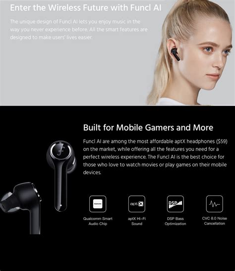 FUNCL AI Bluetooth 5.0 TWS Earphone Black