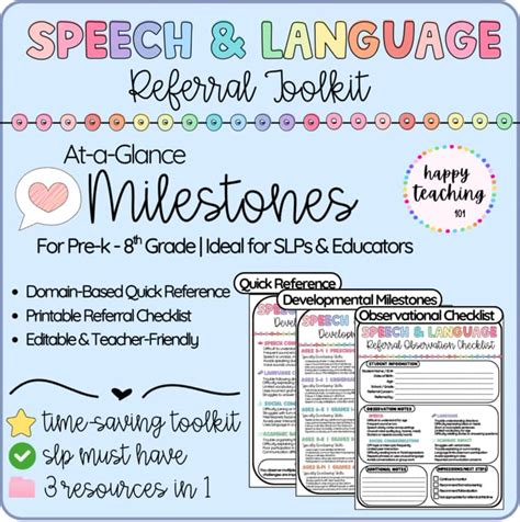 Speech And Language Slp Referral Toolkit Milestones At A Glance