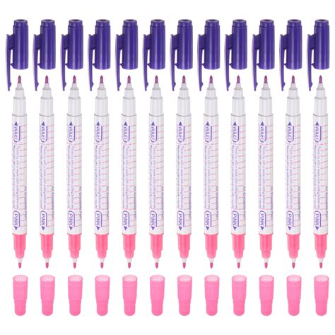 Uxcell Double Ended Disappearing Ink Fabric Marker Pen Purple Pink 12