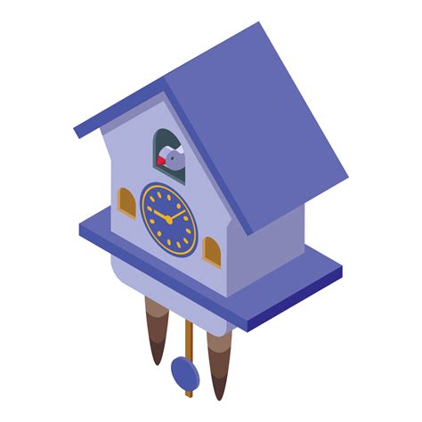 Blue Wall Cuckoo Clock Icon Isometric Vector Bird Pendulum 20246553