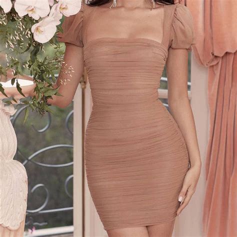 Mini Ruched Puff Sleeve Dress Beyazura Com