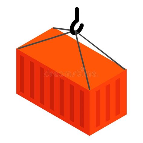 Cargo Container Icon Isometric Vector Red Closed Metal Shipping Container Icon Stock Vector