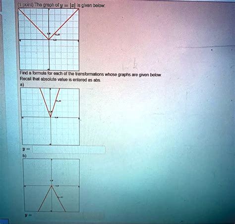 1 point the graph of y x is given below find a formula for each