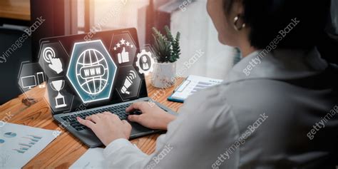 Orm Object Relational Mapping Concept Businesswoman Using Laptop Computer On Desk With Object