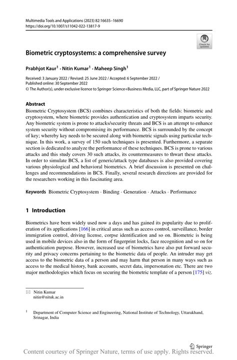 Biometric Cryptosystems A Comprehensive Survey Request Pdf