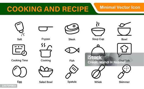 프리미엄 요리 및 레시피 아이콘 라인 개요 최소한 벡터 주방 요리사 음식 빵 굽기 레스토랑 Ui 아이콘 국자에 대한 스톡 벡터 아트 및 기타 이미지 Istock