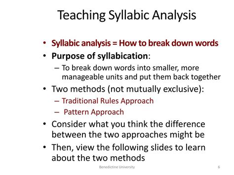 Ppt What Are The Various Approaches To Teaching Syllabic A Nalysis