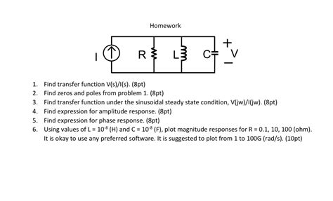 Solved Find Transfer Function Vsis 8ptfind Zeros And