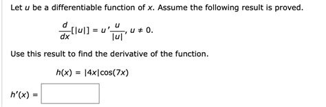 Solved Let U ﻿be A Differentiable Function Of X ﻿assume The