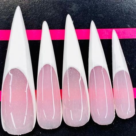 White Xxl Stiletto French Tip Acrylic Press On Nails Tiktok Shop