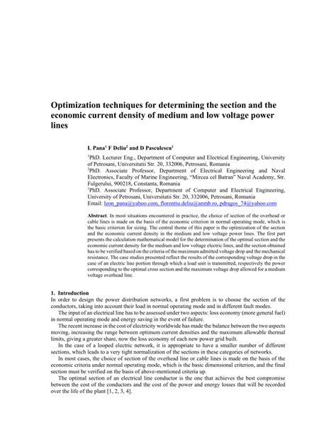 Pdf Optimization Techniques For Determining The Section And The