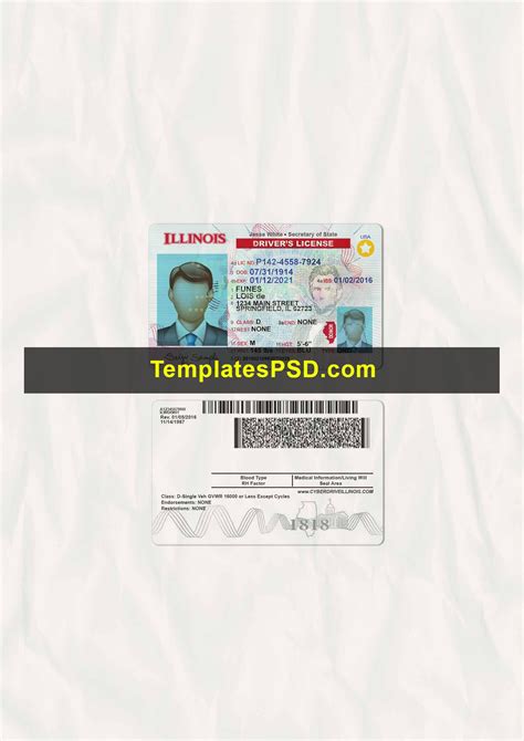 Illinois Drivers License Psd Template 2025