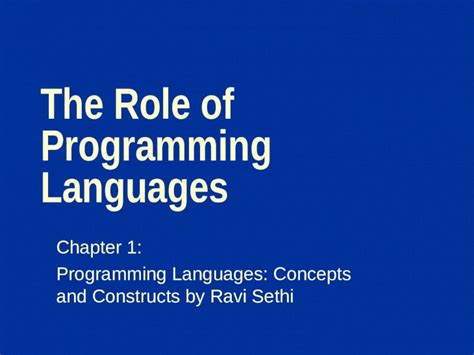 ppt the role of programming languages chapter 1 programming