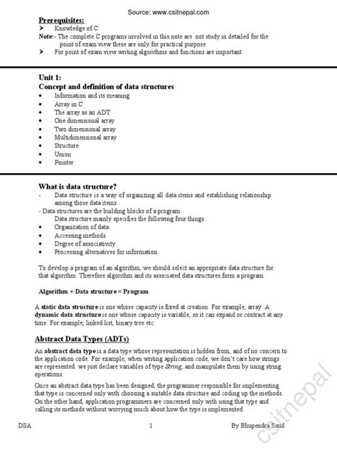 Data Structure Note By Bhupendra Saud Pdf Pointer Computer