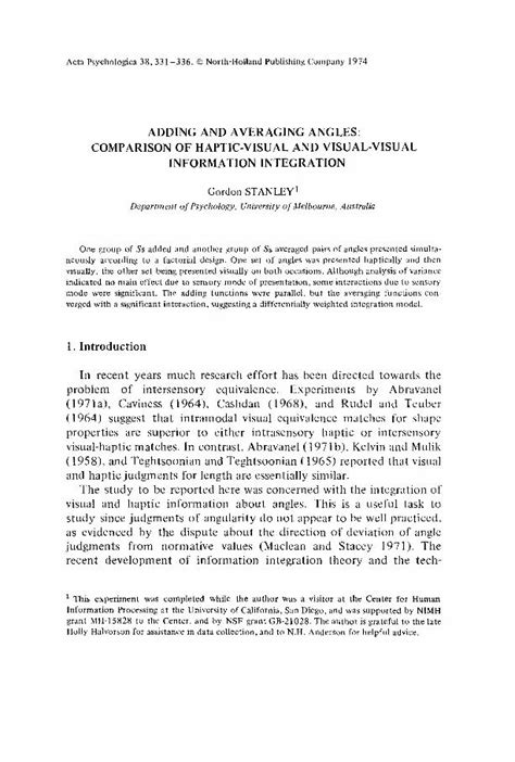 Pdf Adding And Averaging Angles Comparison Of Haptic Visual And